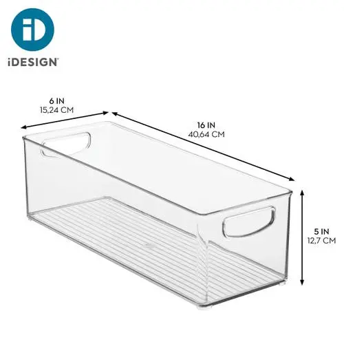 MDESIGN Plastic Stackable Pantry Bin With Handles, Set Of 2