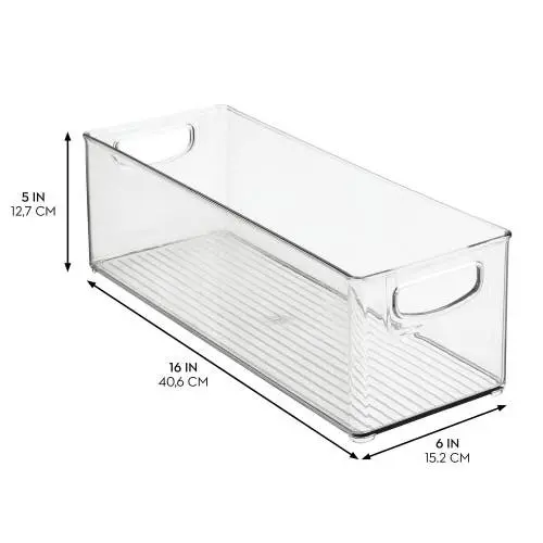 MDESIGN Plastic Stackable Pantry Bin With Handles, Set Of 2