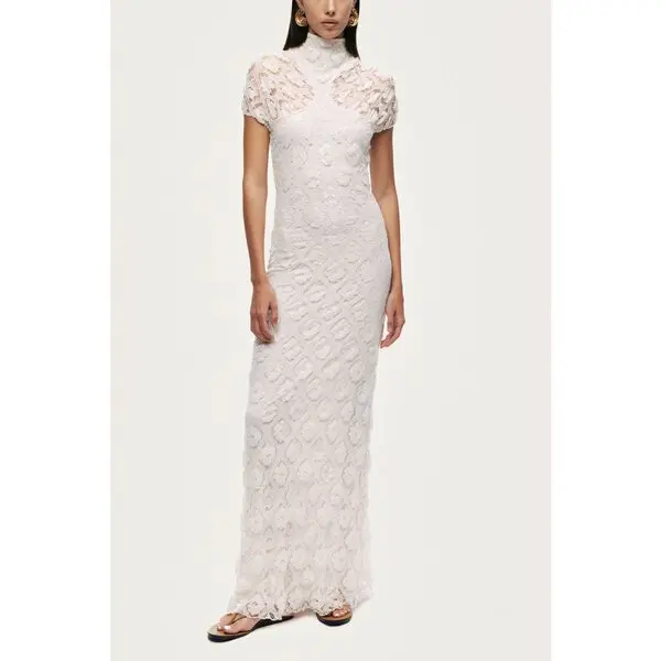 NOCTURNE High-neck Lace Maxi Dress