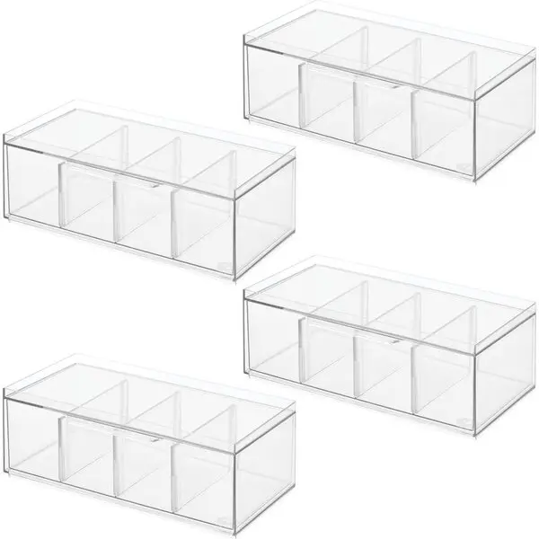 IDESIGN Set Of 4 Stackable 4-section Tea Storage Drawers
