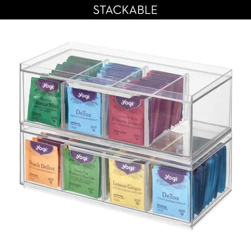 IDESIGN Set Of 4 Stackable 4-section Tea Storage Drawers