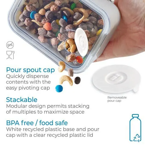 IDESIGN Small Canister With Removable Pour Capset Of 4white