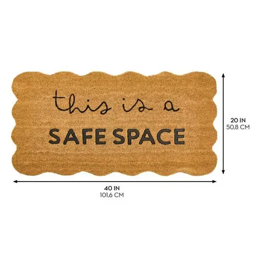 MDESIGN This Is A Safe Space Scalloped Coir Rectangular Doormat