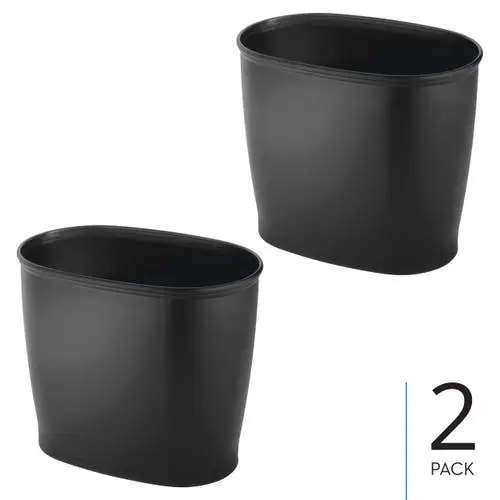 IDESIGN Oval 2.1 Gallon / 8 Liter Plastic Trash Can, 2-pack