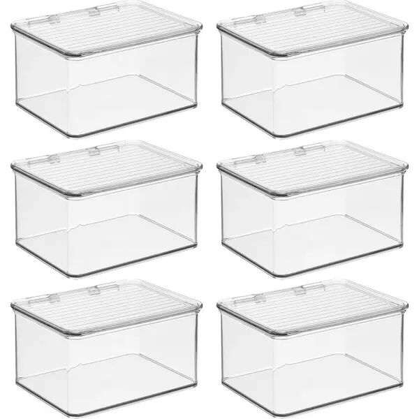 IDESIGN Stackable Hinged-lid Pantry Storage Boxset Of 6