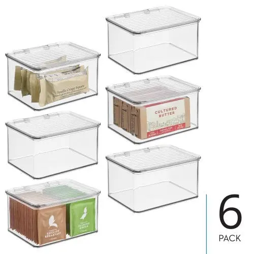 IDESIGN Stackable Hinged-lid Pantry Storage Boxset Of 6