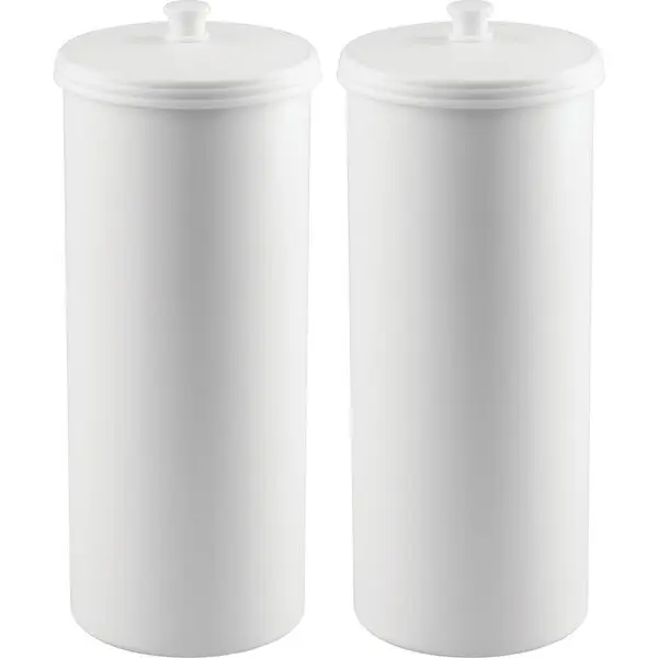IDESIGN Freestanding Toilet Paper Canister, Set Of 2 - White