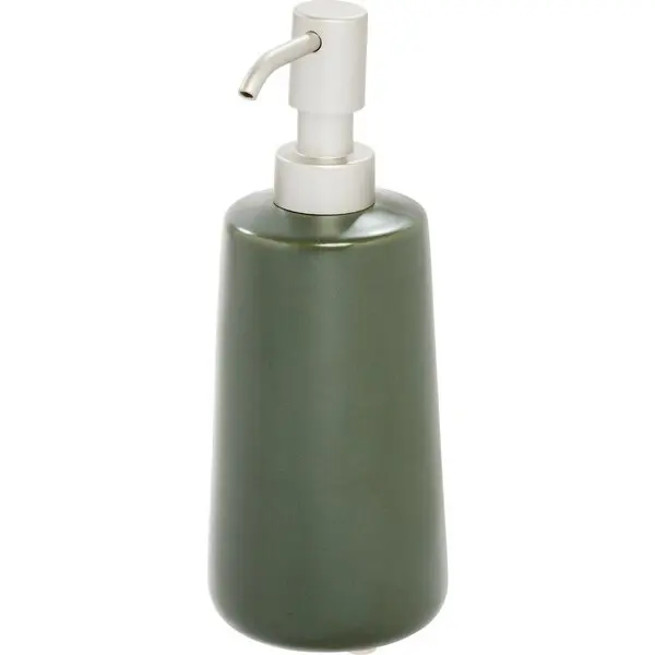 IDESIGN Ceramic Earth Collection Refillable Tall Soap Dispenser - Moss