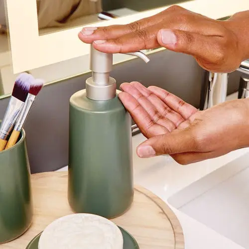 IDESIGN Ceramic Earth Collection Refillable Tall Soap Dispenser
