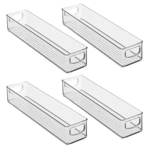 IDESIGN Stackable Pantry Storage Bins With Handles, Set Of 4 - Clear