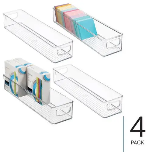 IDESIGN Stackable Pantry Storage Bins With Handles, Set Of 4