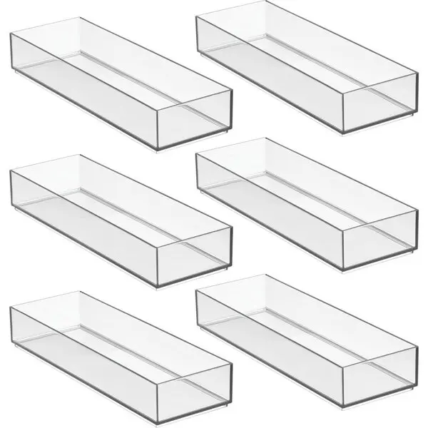 IDESIGN Plastic Makeup Drawer Organizer Trayset Of 6 - Clear