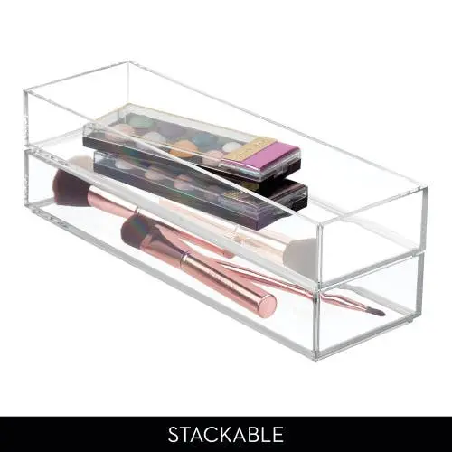 IDESIGN Plastic Makeup Drawer Organizer Trayset Of 6 - Clear