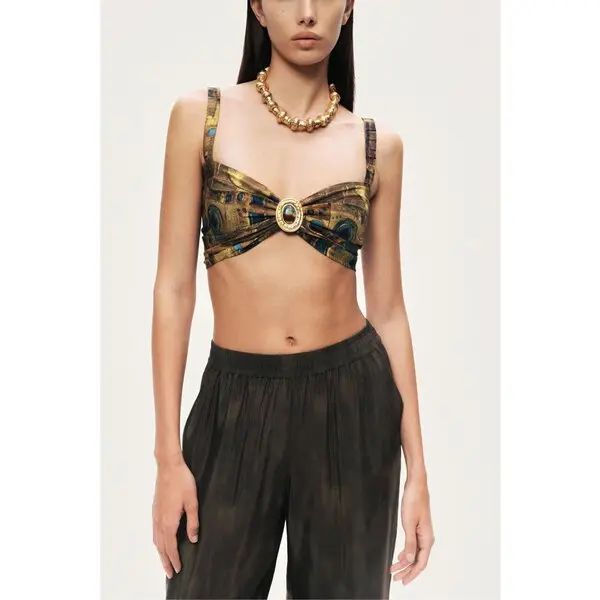 NOCTURNE Printed Ring Detail Crop Top
