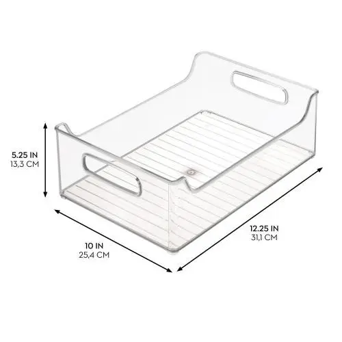 IDESIGN Plastic Stackable Pantry Bin With Handles, Set Of 2