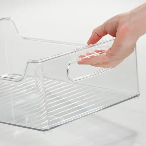 IDESIGN Plastic Stackable Pantry Bin With Handles, Set Of 2
