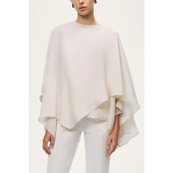 NOCTURNE Fluid Cape Blouse - Ivory
