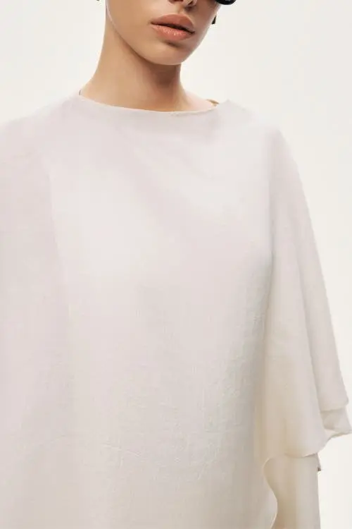 NOCTURNE Fluid Cape Blouse - Ivory