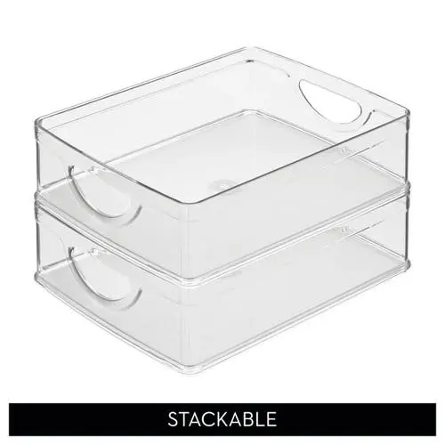 IDESIGN Stackable Pantry Bin With Handlesset Of 2made