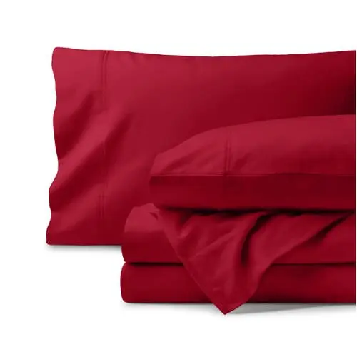 BARE HOME 100% Organic Cotton Flannel Sheet Set - Red