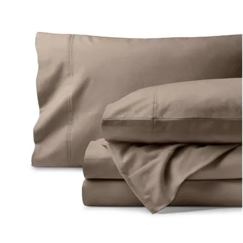BARE HOME 100% Organic Cotton Flannel Sheet Set - Taupe