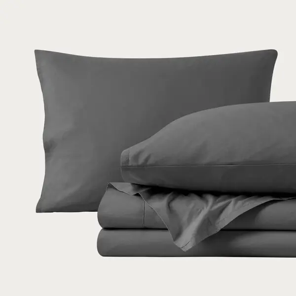 BARE HOME 100% Organic Cotton Percale Cooling Sheet Setsplit King - Grey