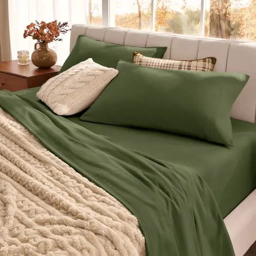 BARE HOME 100% Organic Cotton Flannel Sheet Setfull Xl - Cypress