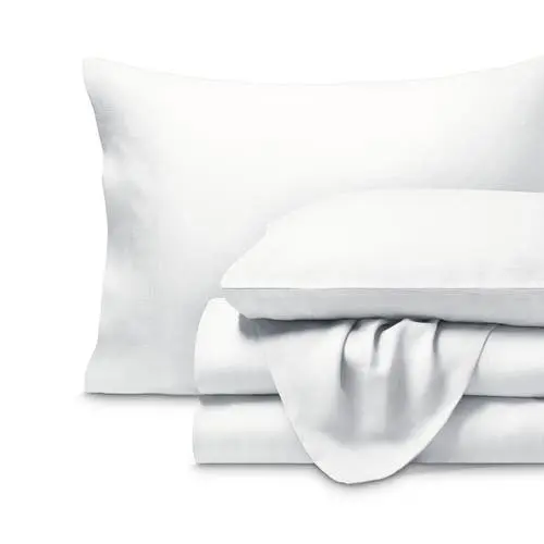 BARE HOME 100% European Linen Sheet Set - White