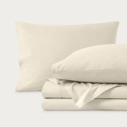 BARE HOME 100% Organic Cotton Percale Cooling Sheet Setsplit Head King - Sand