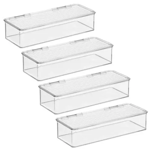IDESIGN Stackable Hinged-lid Pantry Storage Boxset Of 4