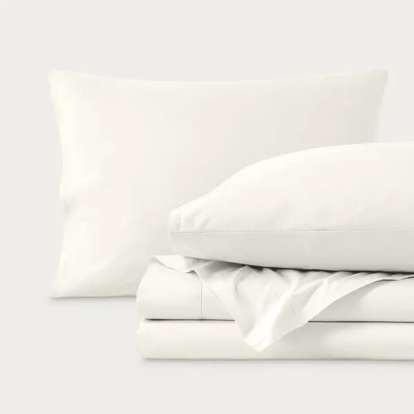 BARE HOME 100% Organic Cotton Percale Cooling Sheet Set - Cream