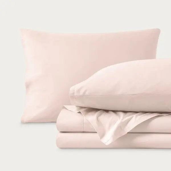 BARE HOME 100% Organic Cotton Percale Cooling Sheet Set - Dusty Pink