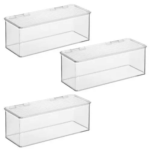 IDESIGN Stackable Hinged-lid Storage Boxset Of 3