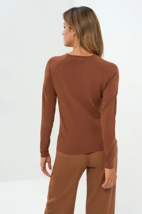 Anatomie Connie Sweater Knit Baseball Sleeve Shirt