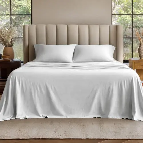 BARE HOME Organic Cotton Jersey Sheet Setsplit King - White