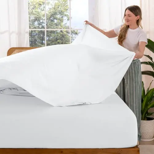 BARE HOME Organic Cotton Jersey Sheet Setsplit King - White