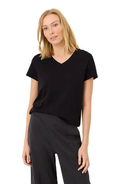 PACT Organic Cotton Softspun Essential V-neck Tee - Black