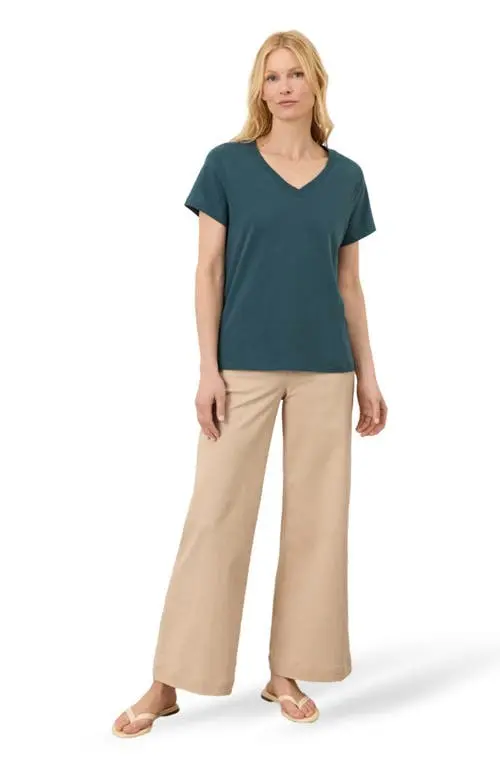 PACT Organic Cotton Softspun Essential V-neck Tee - Deep Aqua