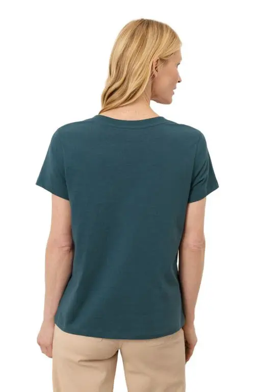 PACT Organic Cotton Softspun Essential V-neck Tee - Deep Aqua