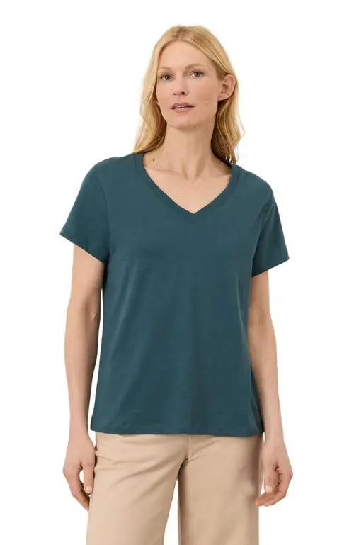 PACT Organic Cotton Softspun Essential V-neck Tee - Deep Aqua