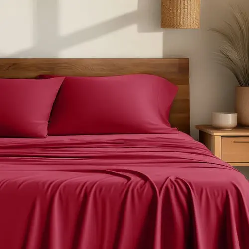 BARE HOME Cooling Rayon Sheet Set - Red