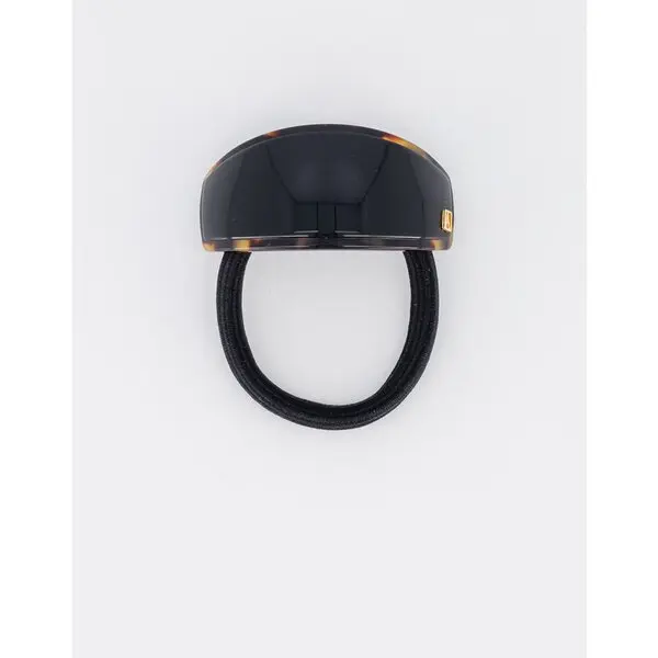 Alexandre De Paris Notre Dame Acetate Hair Tie - Black Tortoise