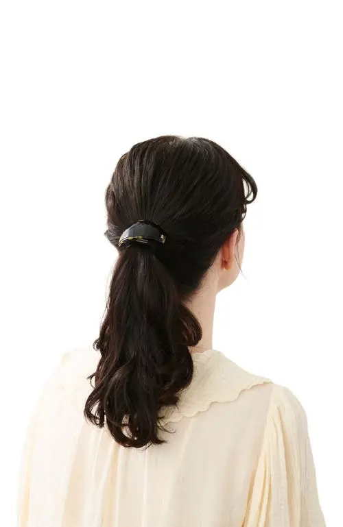 Alexandre De Paris Notre Dame Acetate Hair Tie - Black Tortoise