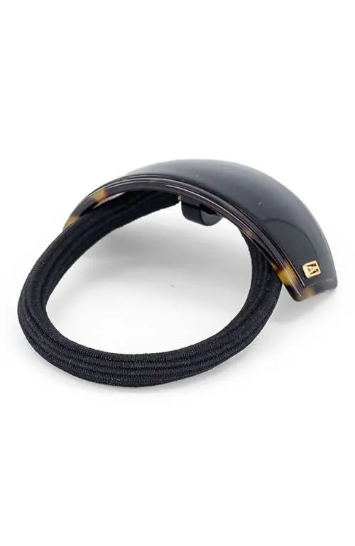 Alexandre De Paris Notre Dame Acetate Hair Tie - Black Tortoise