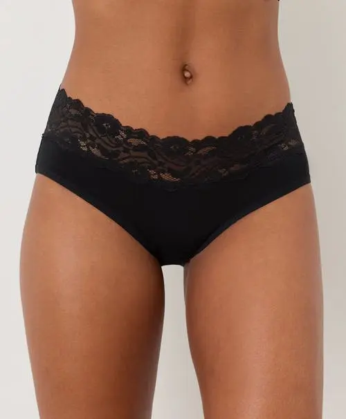 PACT Lace Waist Brief 3-pack Made With Organic Cotton - Black