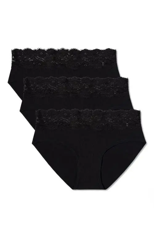 PACT Lace Waist Brief 3-pack Made With Organic Cotton - Black