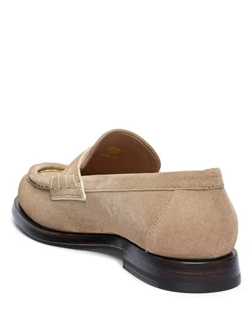 Santoni Suede Penny Loafer - Natural