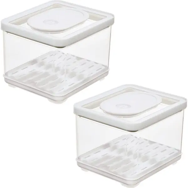 IDESIGN Small Fridge Produce Bin With Drainage Trayset Of 2 - Clear