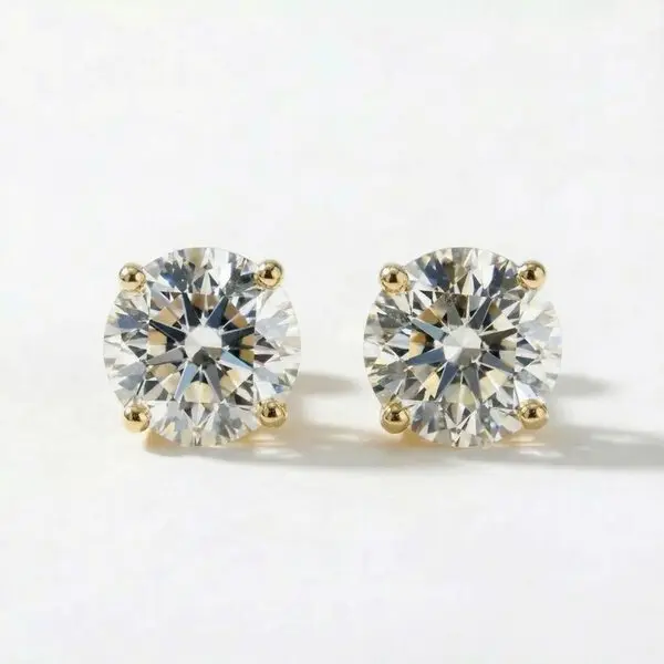 BLISS DIAMOND 1 1/2ct Tw Lab Grown Round Cut Diamond Stud Earrings - 14k Yellow Gold