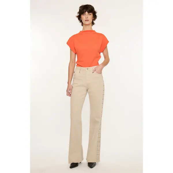 KANCAN Gracelyn High Rise Wide Flare Jeans - Ecru
